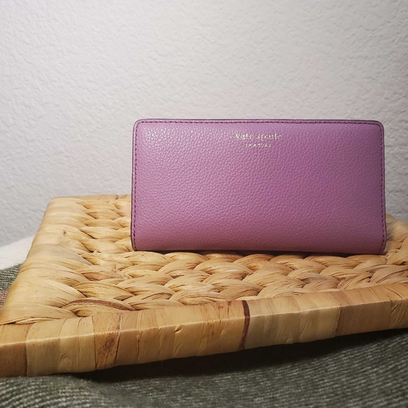 kate spade | Bags | Kate Spade Eva Large Slim Bifold Wallet In Pink ...